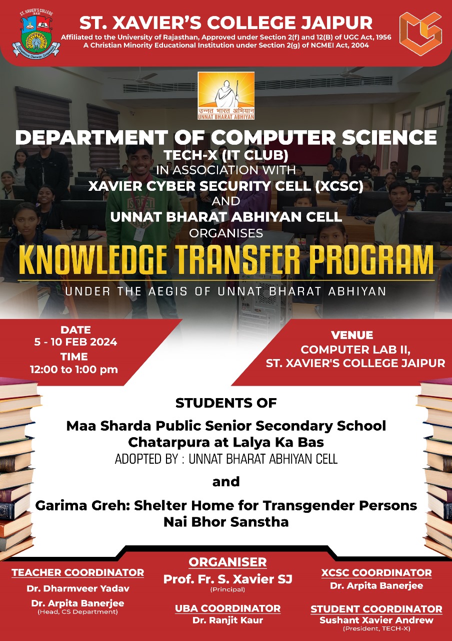 Knowledge Transfer Program Under UBA - St. Xavier's College Jaipur