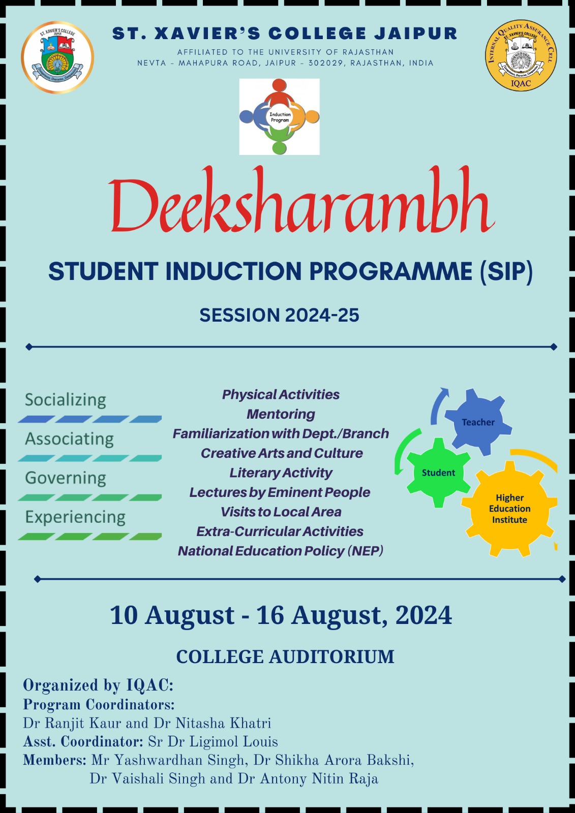Deeksharambh: Student Induction Programme - St. Xavier's College Jaipur
