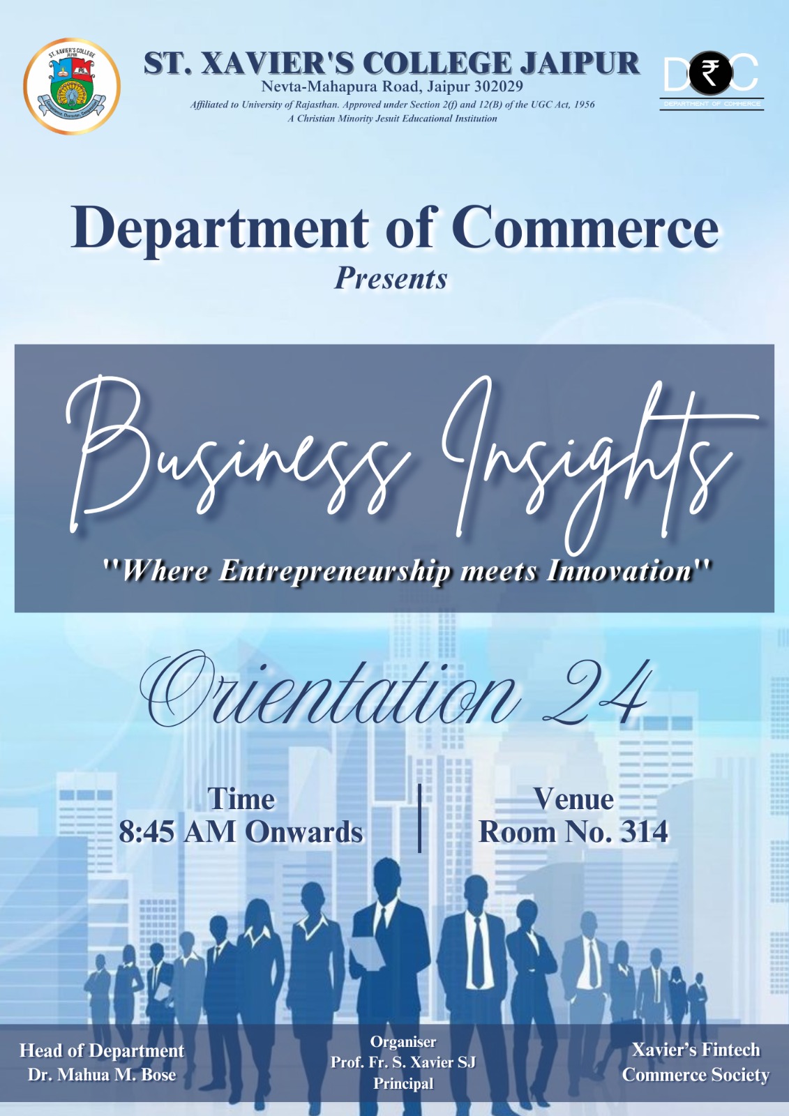 Department of Commerce Orientation - St. Xavier's College Jaipur