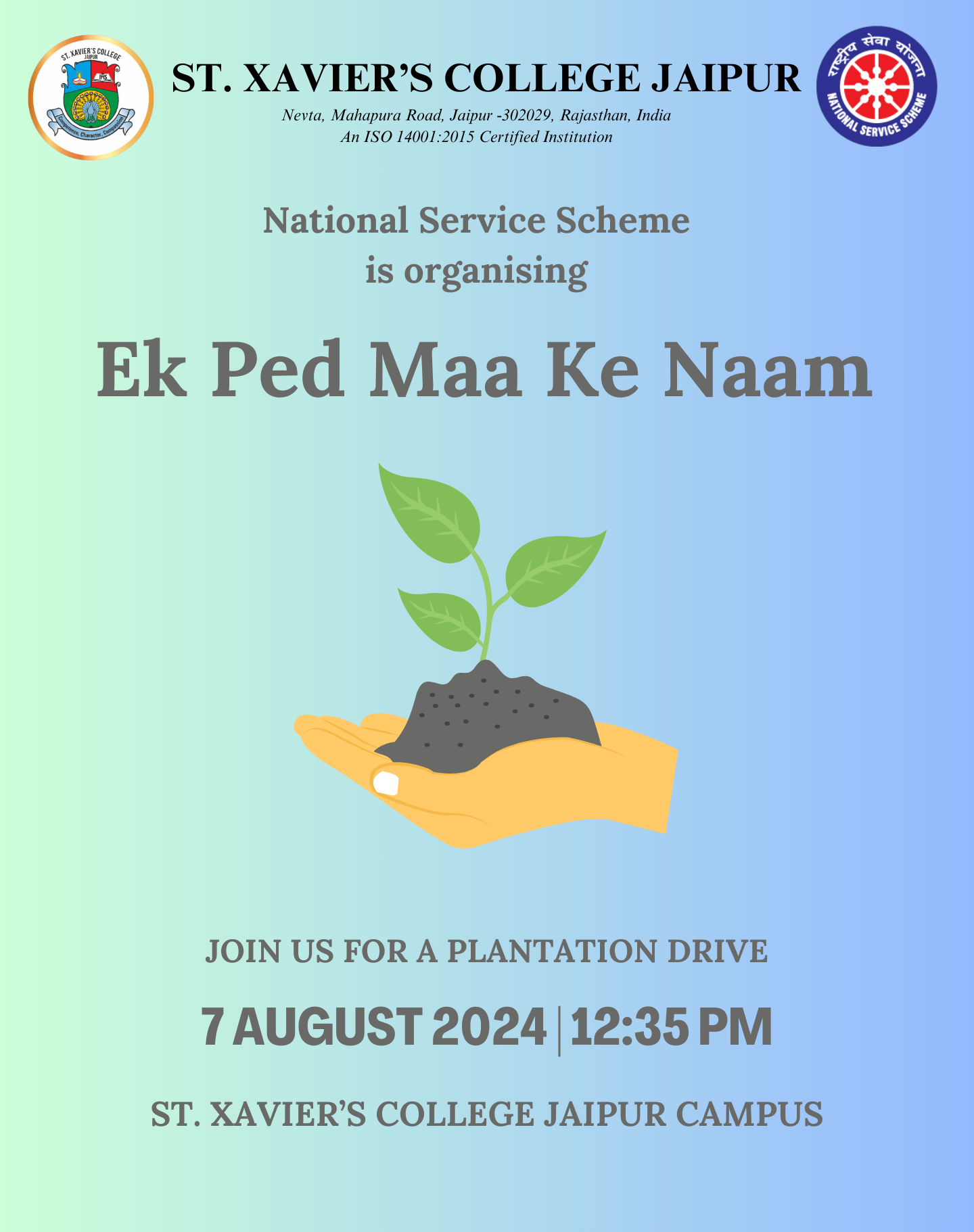 Plantation Drive: Ek Ped MAA ke Naam - St. Xavier's College Jaipur