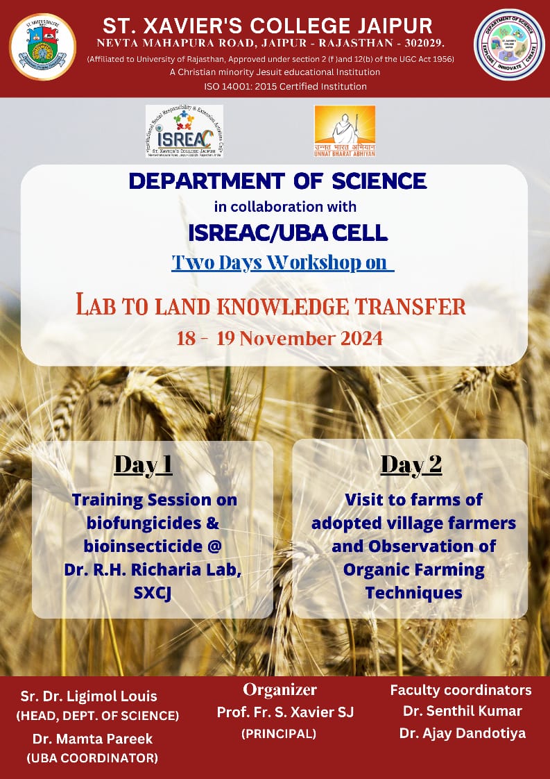 Two-day Workshop on “Lab to Land Knowledge Transfer” in collaboration ...