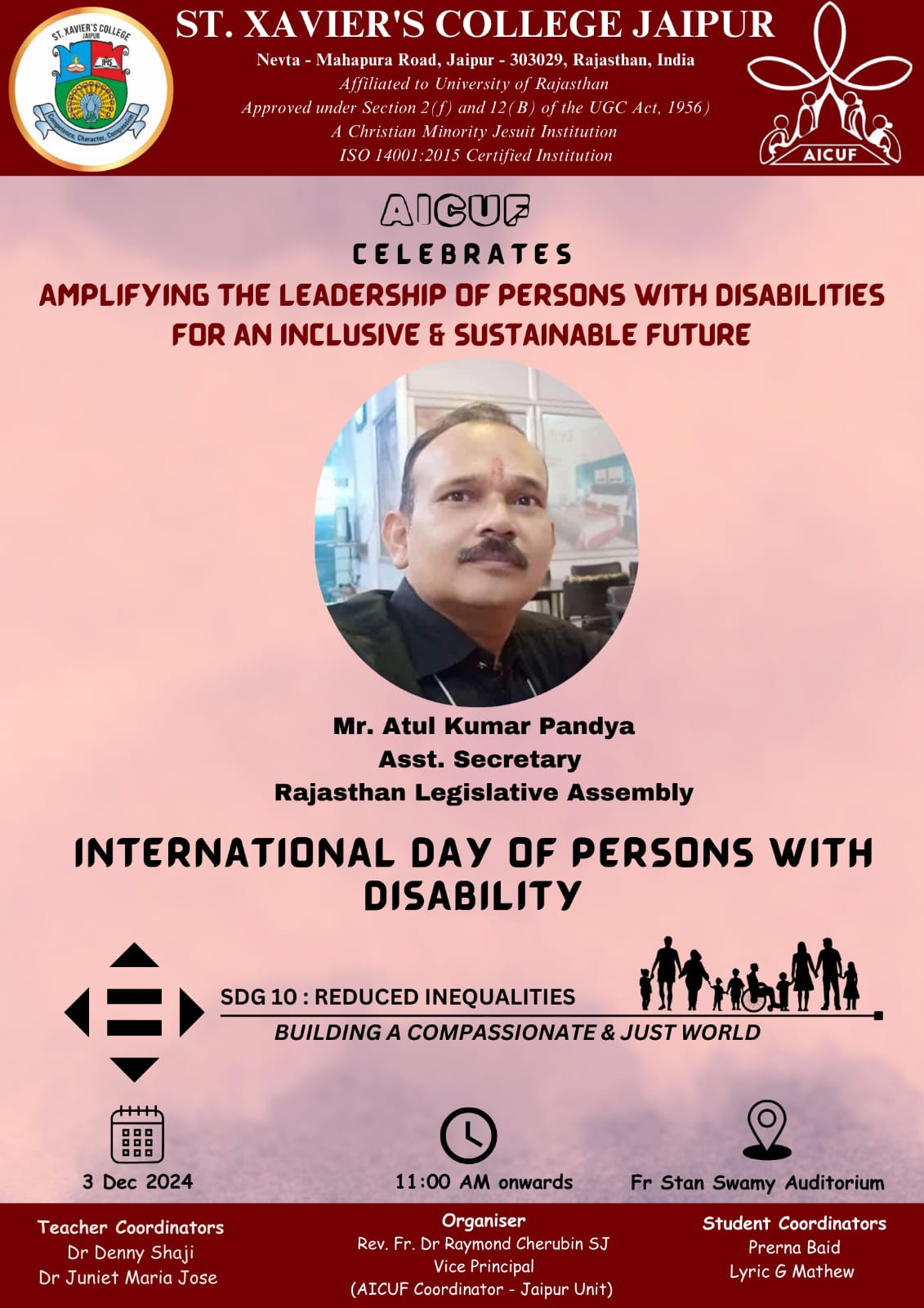 World Disability Day: Mr. Atul Kumar Pandya, resource person at SXC ...