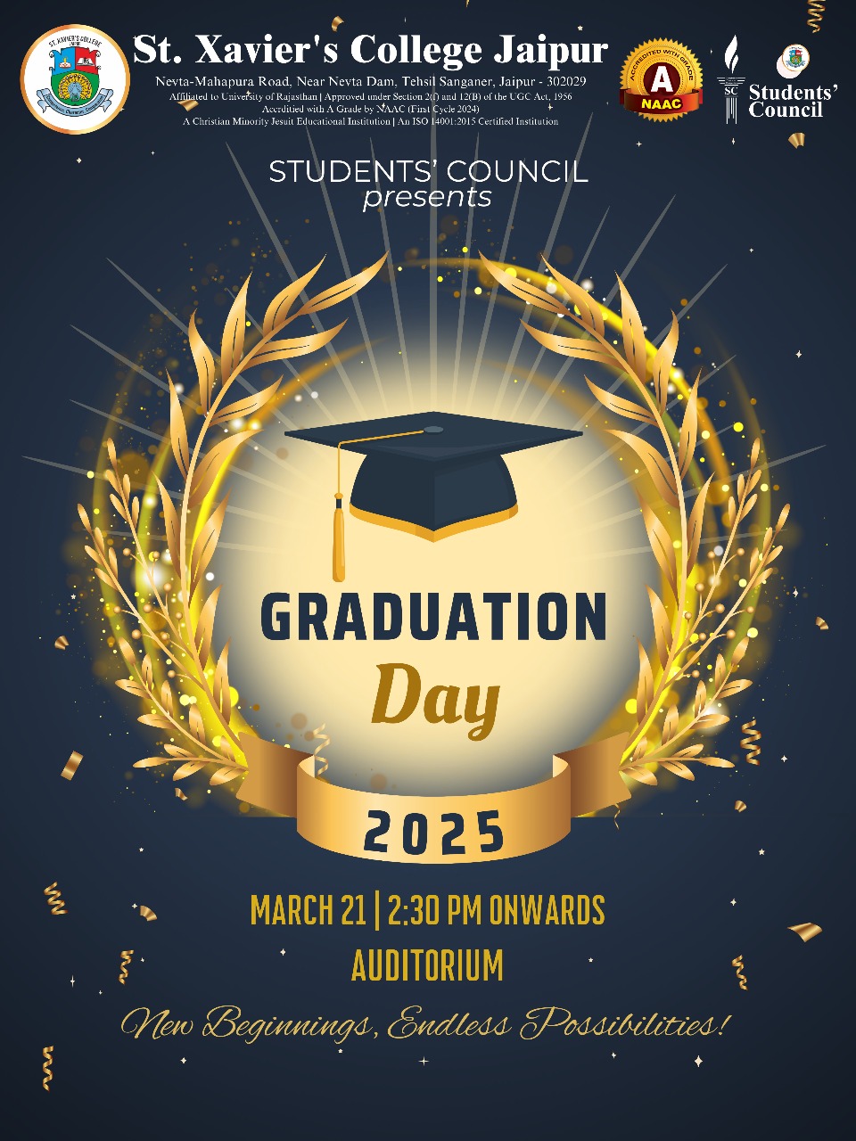 Poster Graduation Day 2025 - St. Xavier's College Jaipur