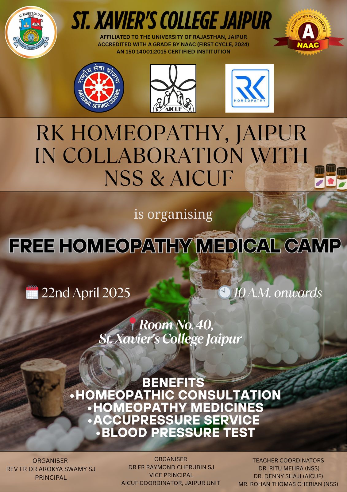 Free Medical Homeopathic Camp by AICUF & NSS - St. Xavier's College Jaipur