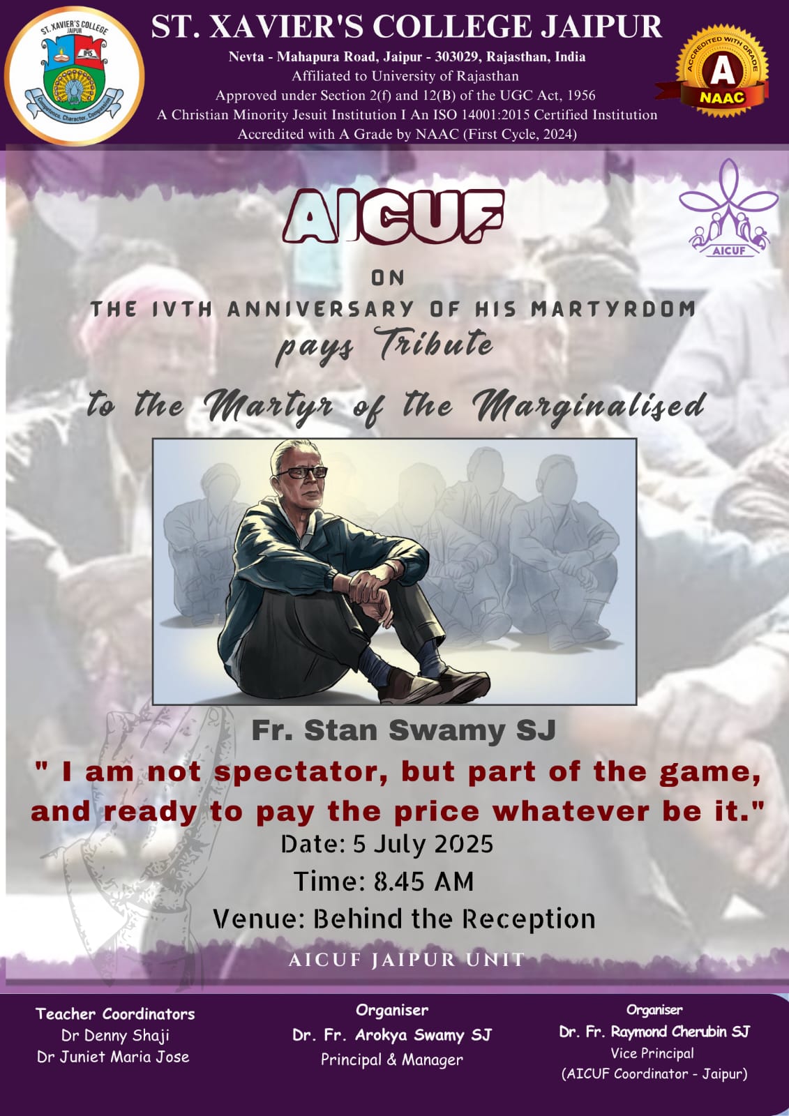 Prayer Service for Father Stan Swamy - St. Xavier's College Jaipur