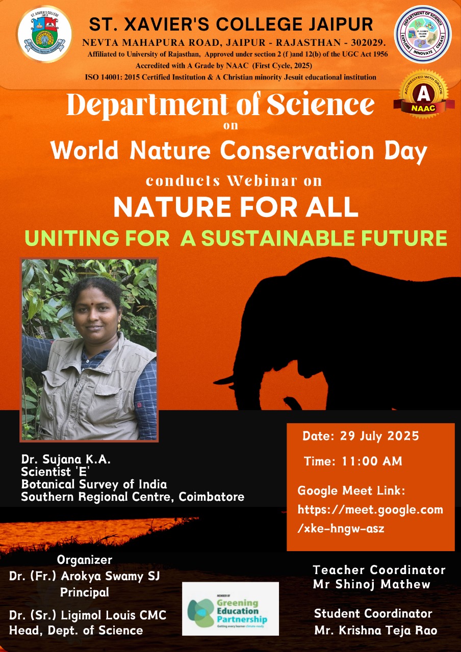 Webinar on NATURE FOR ALL on World Nature Conservation Day - St. Xavier ...