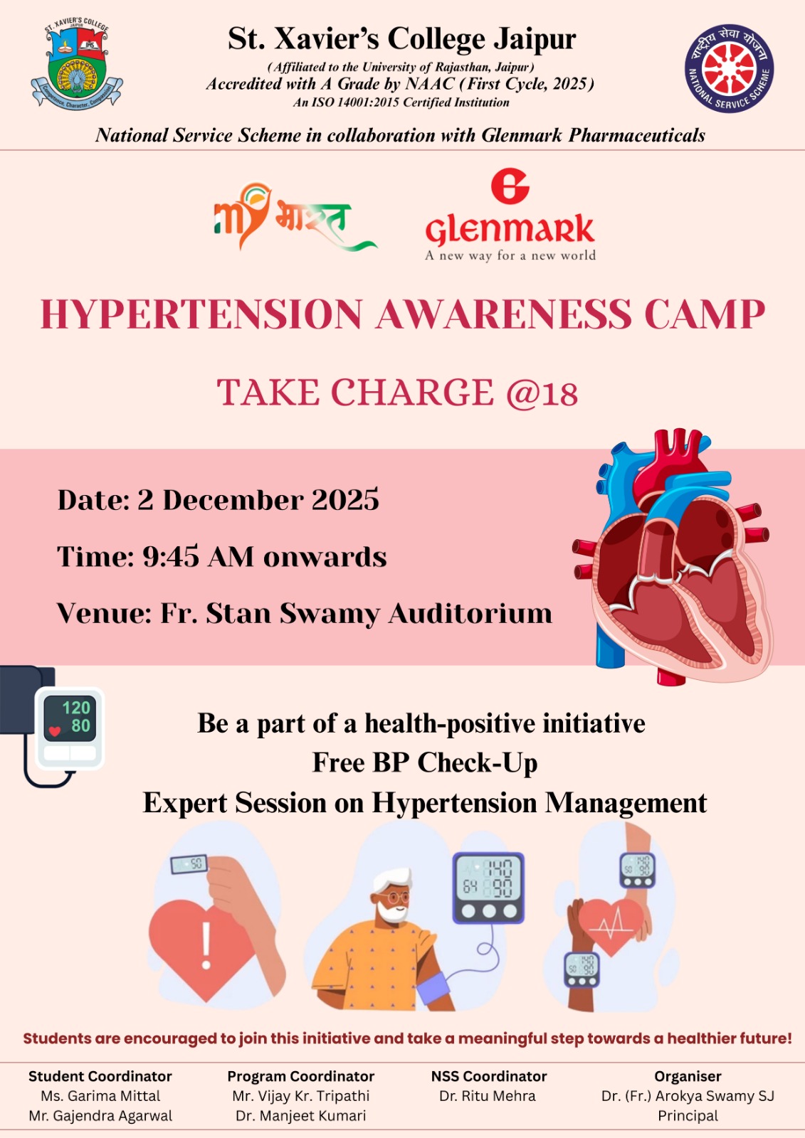Hypertension Awareness Camp - St. Xavier's College Jaipur