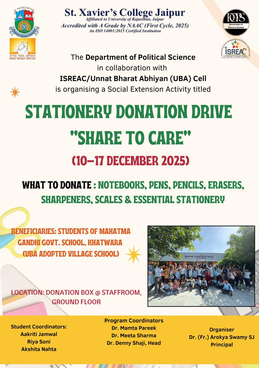 Stationery Donation Drive - St. Xavier's College Jaipur