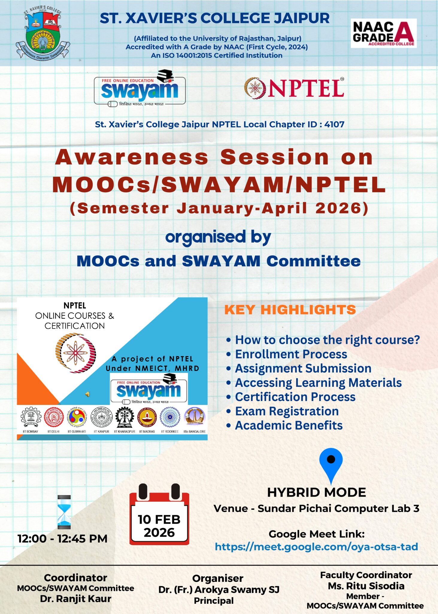 Awareness session on MOOCs/SWAYAM/NPTEL (Semester Jan-Apr 2026) - St ...