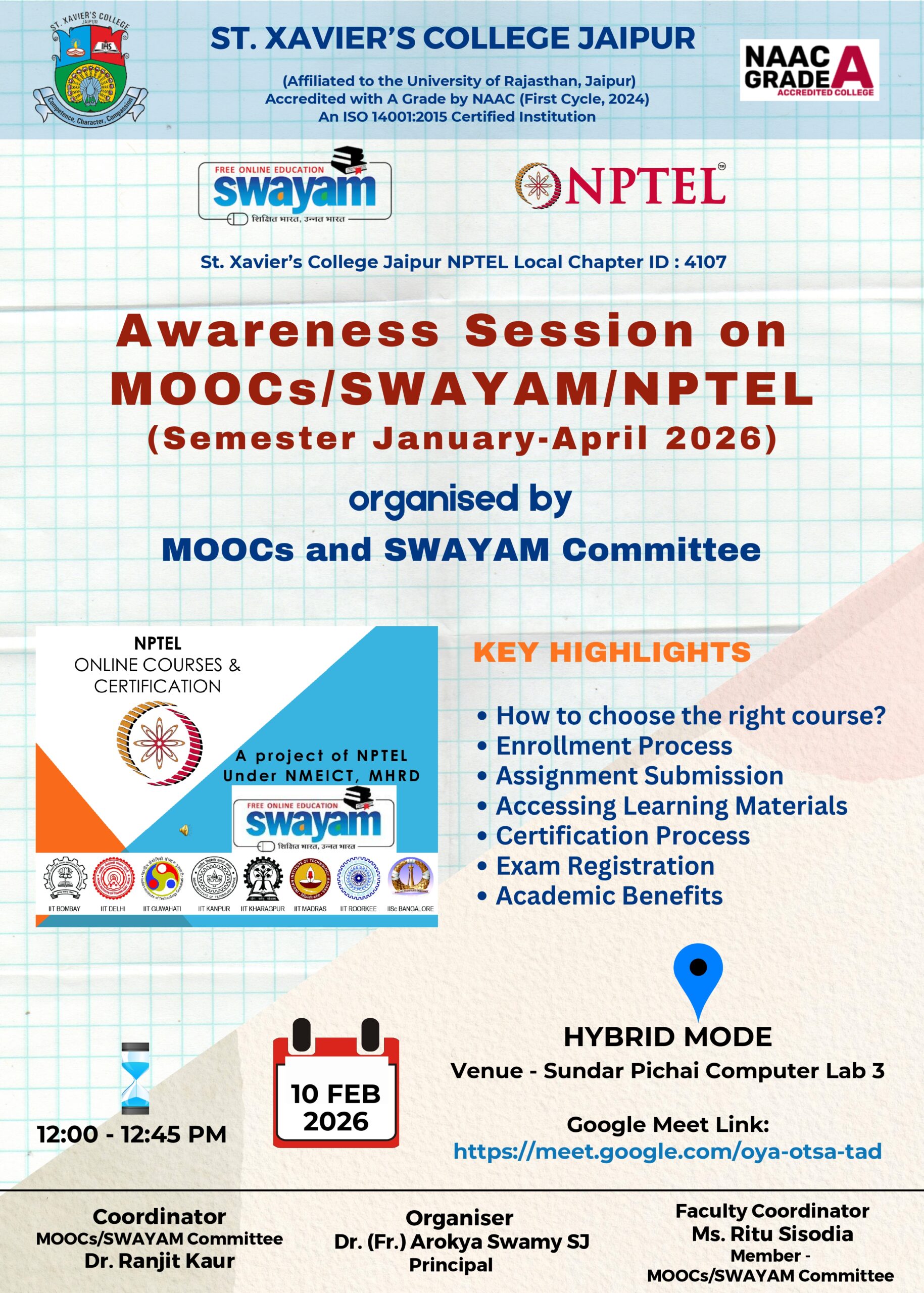 Awareness session on MOOCs/SWAYAM/NPTEL (Semester Jan-Apr 2026) - St ...